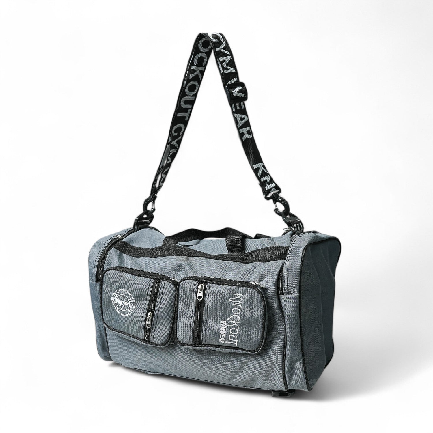 Knockout Gray Gym Bag With Dual Strap & Shoe Storage