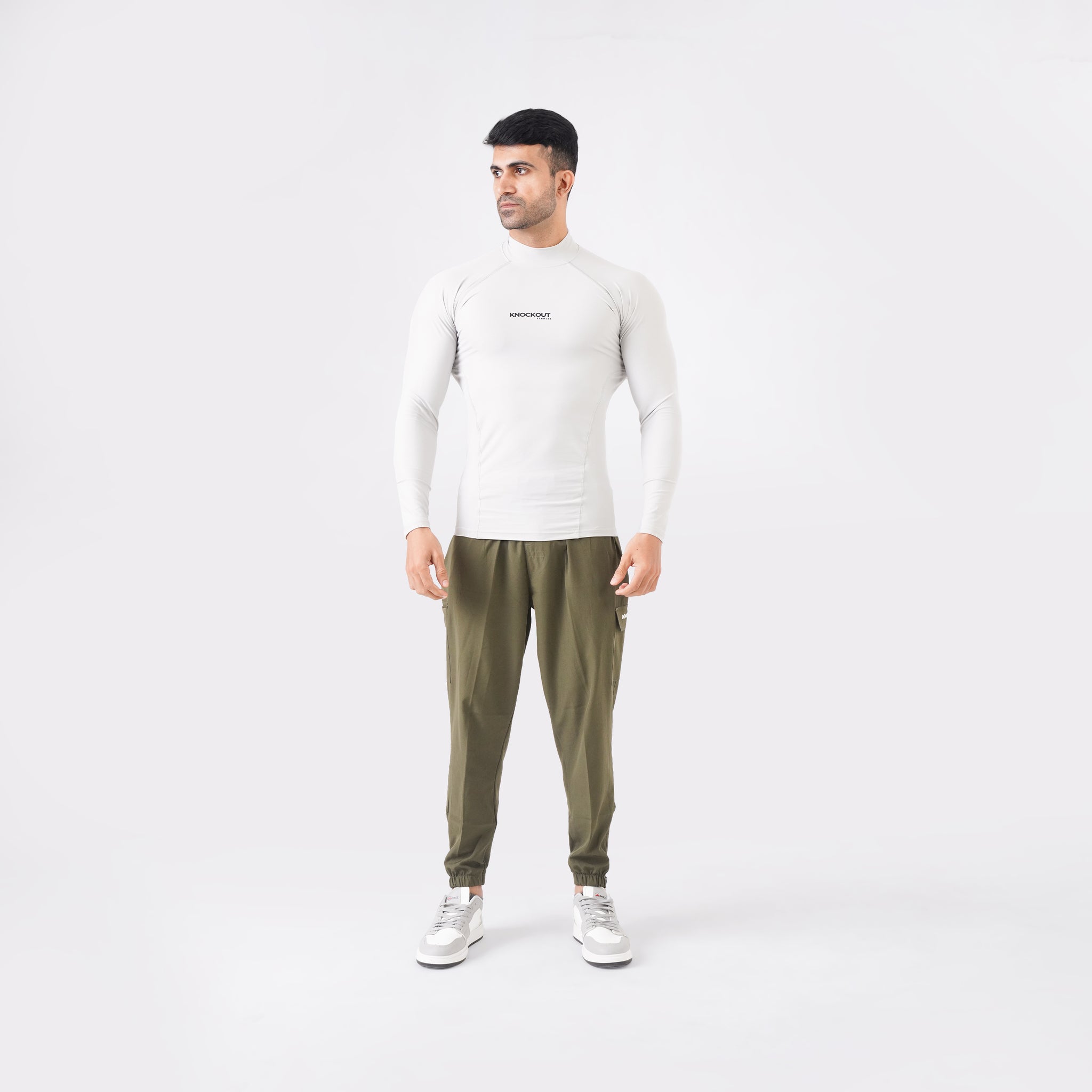 Light Stone High Neck Compression Long Sleeve - Knockout