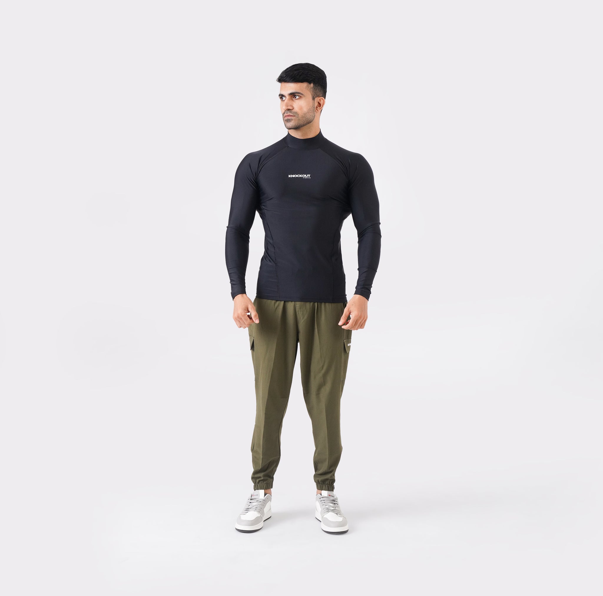 Black High Neck Compression Shirt - Knockout Gymwear