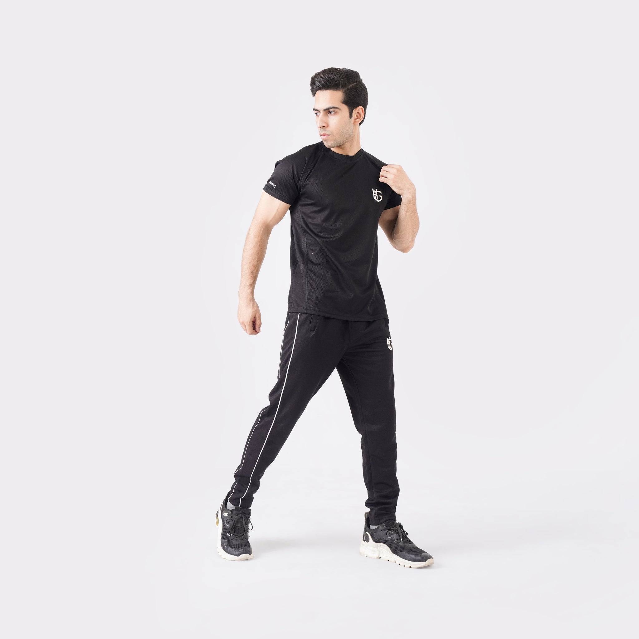 Black Trousers - Knockout Mesh Gym Trousers for Men