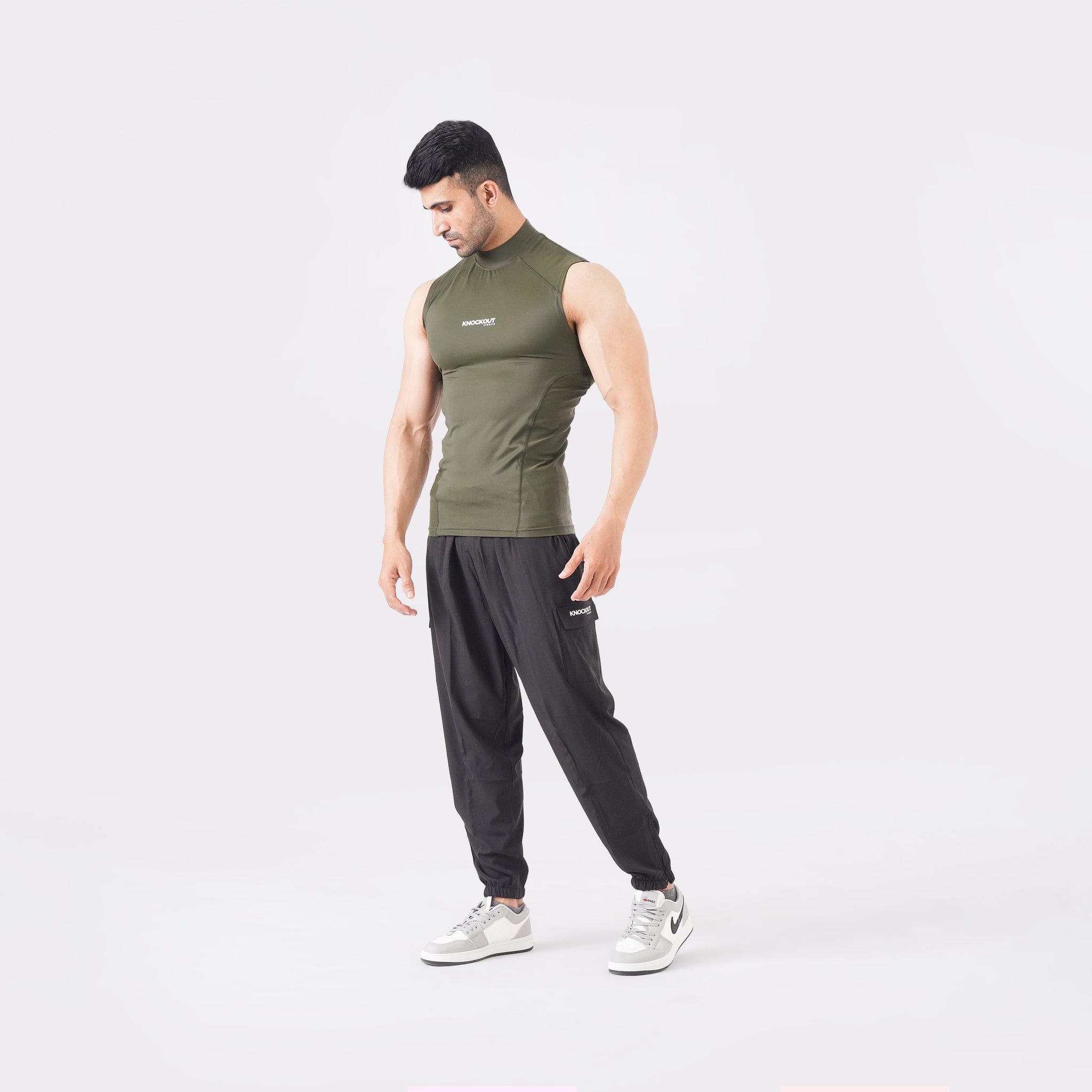 Green Compression Sleeveless - High Neck Gym Fit